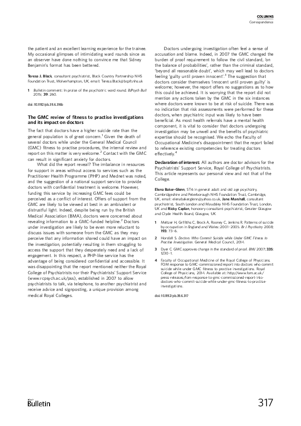 (PDF) The GMC review of fitness to practise investigations and its ...
