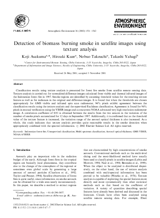 (PDF) Detection of biomass burning smoke in satellite images using texture analysis
