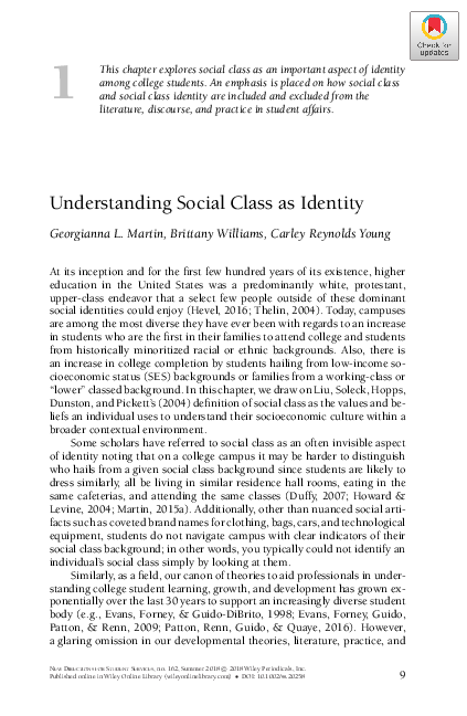 (PDF) Understanding Social Class as Identity
