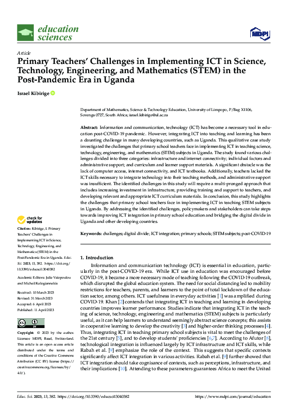 (PDF) Primary Teachers’ Challenges in Implementing ICT in Science ...