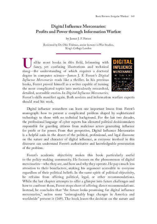 (PDF) Digital Influence Mercenaries: Profits and Power through Information Warfare