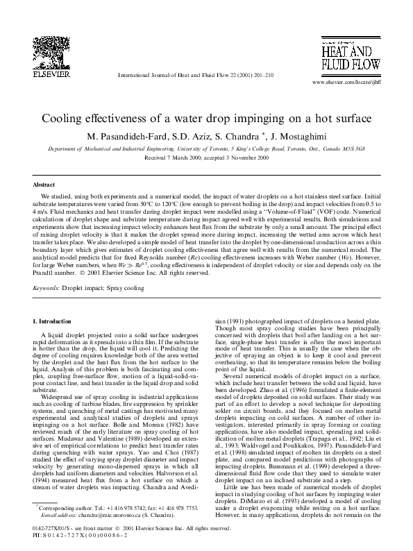 (PDF) Cooling effectiveness of a water drop impinging on a hot surface ...