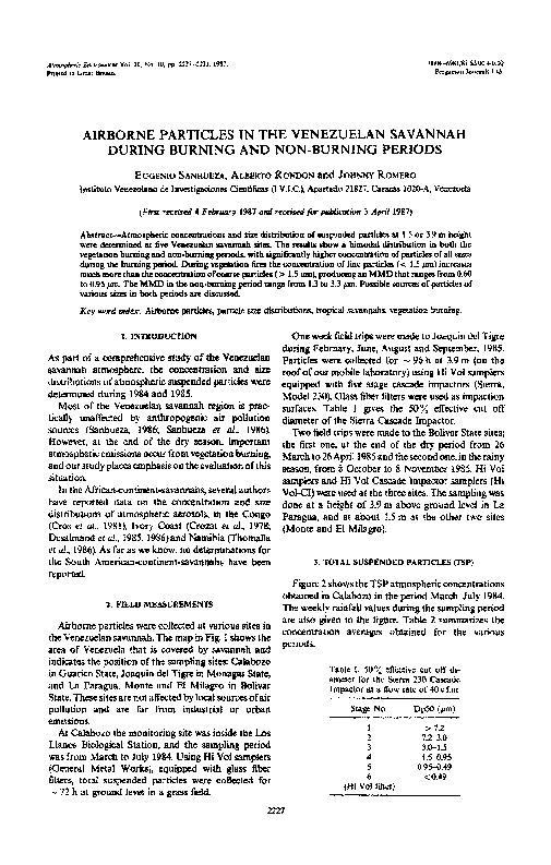 (PDF) Airborne particles in the Venezuelan savannah during burning and ...