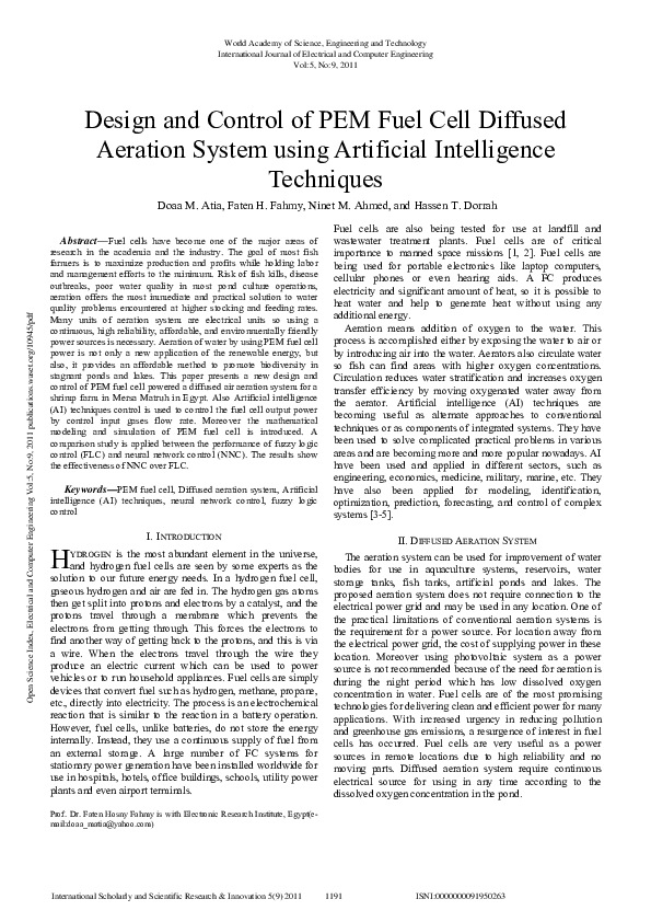 (PDF) Design And Control Of Pem Fuel Cell Diffused Aeration System Using Artificial Intelligence ...