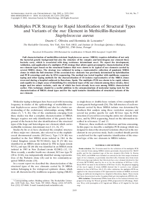 (PDF) Multiplex PCR Strategy for Rapid Identification of Structural Types and Variants of the ...