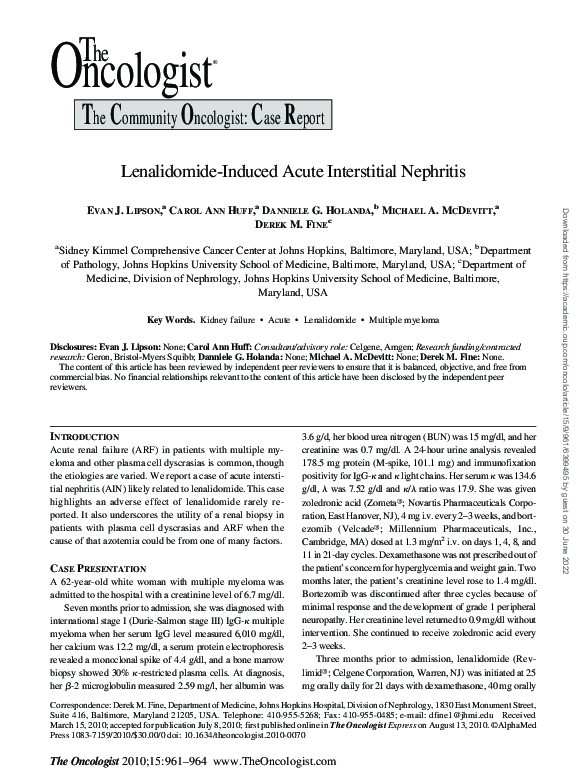 (PDF) Lenalidomide-Induced Acute Interstitial Nephritis