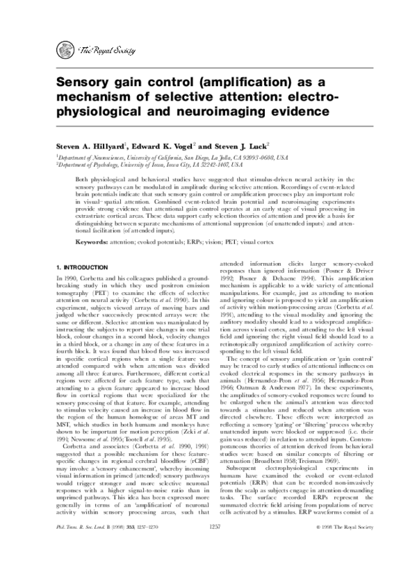 (PDF) Sensory gain control (amplification) as a mechanism of selective ...