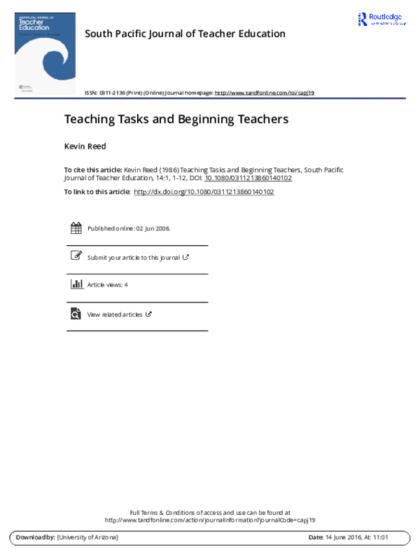 (PDF) Teaching Tasks and Beginning Teachers
