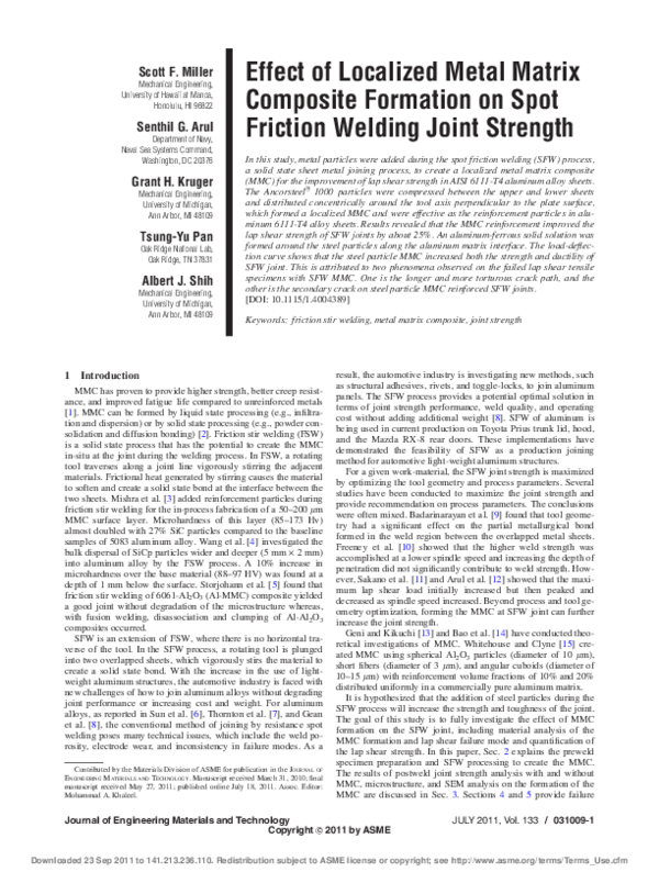 (PDF) Effect of Localized Metal Matrix Composite Formation on Spot ...
