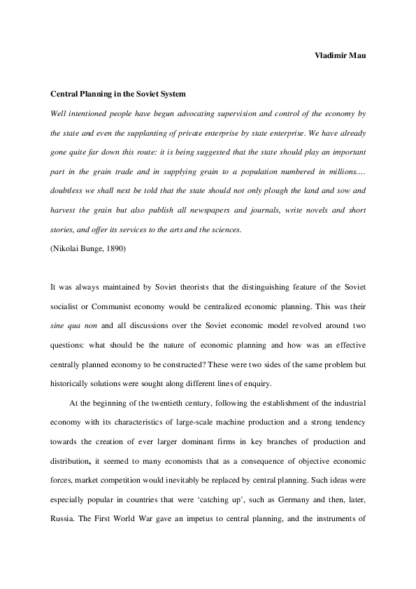 (PDF) Central Planning in the Soviet System