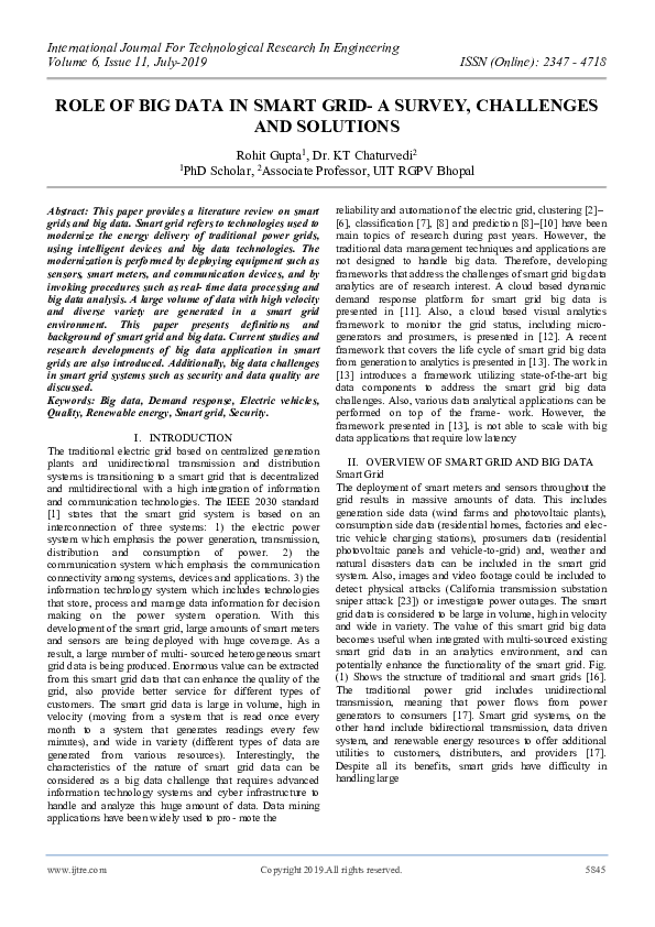 (PDF) ROLE OF BIG DATA IN SMART GRID-A SURVEY, CHALLENGES AND SOLUTIONS