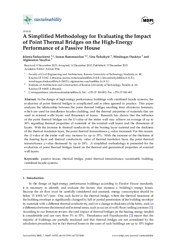 (PDF) A Simplified Methodology for Evaluating the Impact of Point Thermal Bridges on the High ...