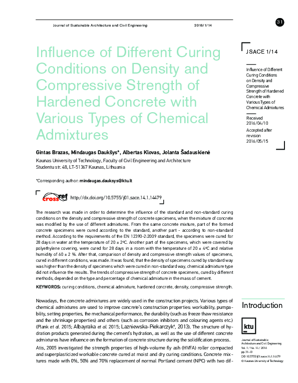 (PDF) Influence of different curing conditions on density and ...