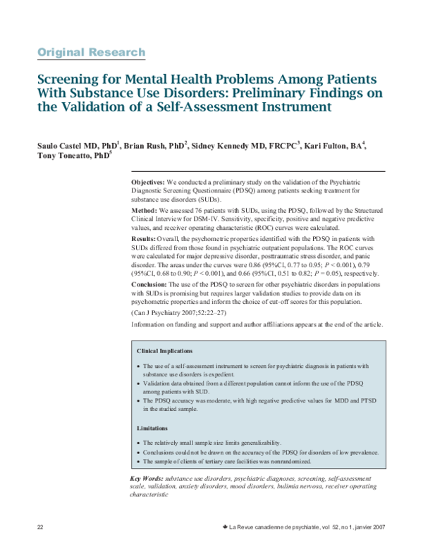 (PDF) Screening for mental health problems among patients with ...