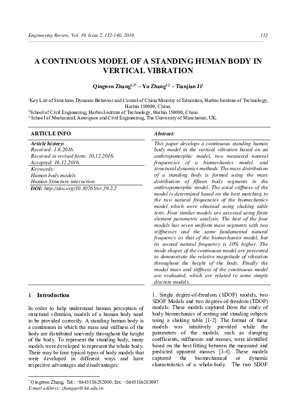 (PDF) A continuous model of a standing human body in vertical vibration
