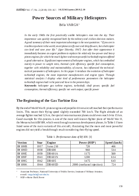 (PDF) Power Sources of Military Helicopters