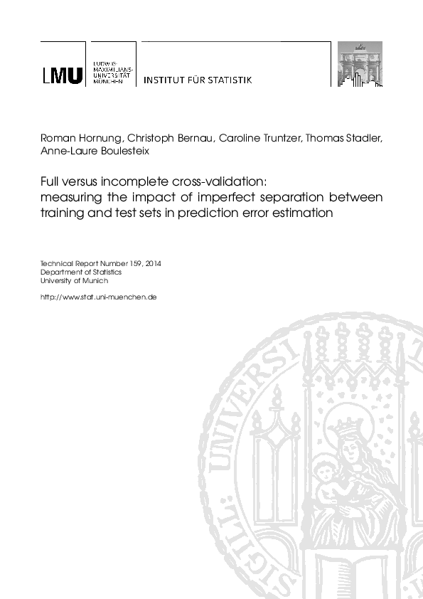 (PDF) Full versus incomplete cross-validation: measuring the impact of ...