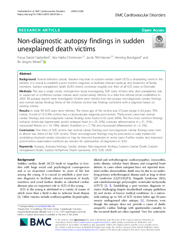 (PDF) Non-diagnostic autopsy findings in sudden unexplained death victims