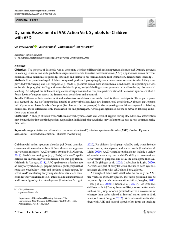 (PDF) Dynamic Assessment of AAC Action Verb Symbols for Children with ASD