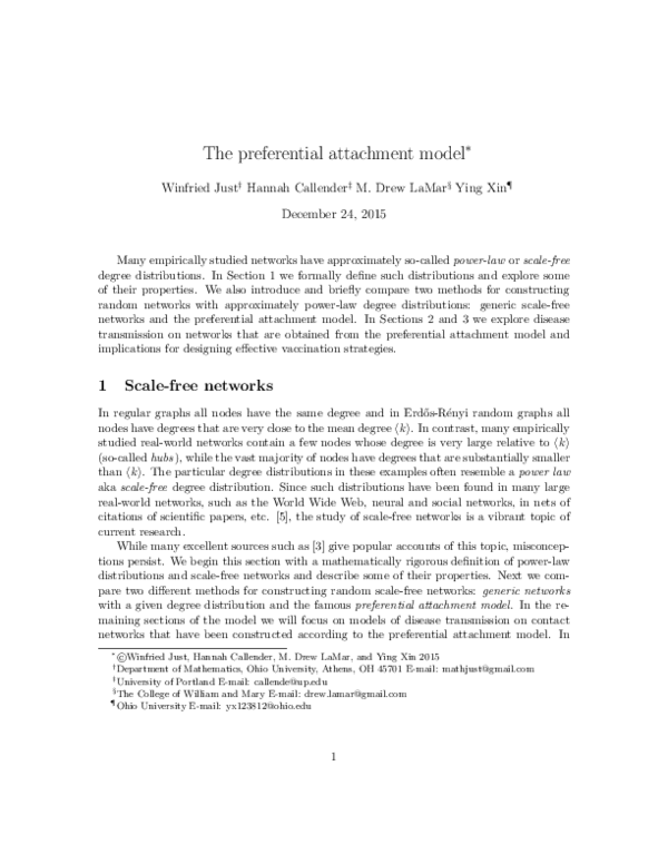 (PDF) The preferential attachment model | Drew Lamar - Academia.edu