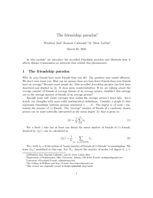 (PDF) The friendship paradox