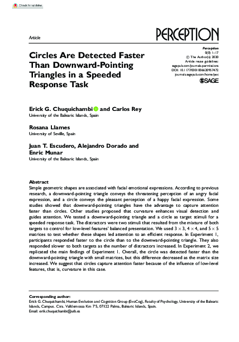 (PDF) Circles Are Detected Faster Than Downward-Pointing Triangles in a Speeded Response Task