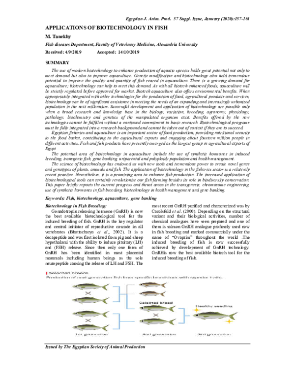 (PDF) Applications of Biotechnology in Fish