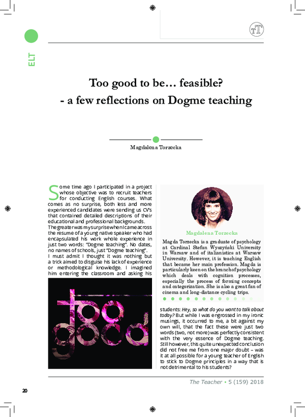 (PDF) Dogme teaching ELT