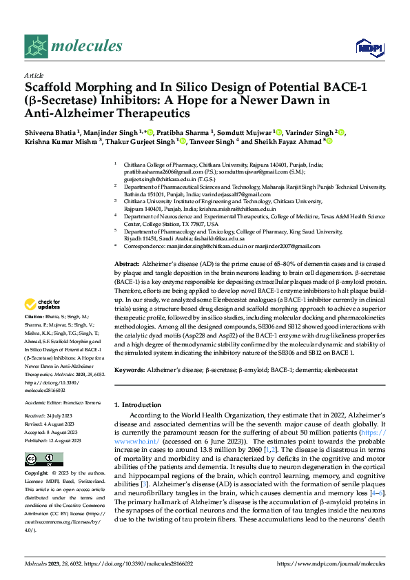 (PDF) Scaffold Morphing and In Silico Design of Potential BACE-1 (β ...