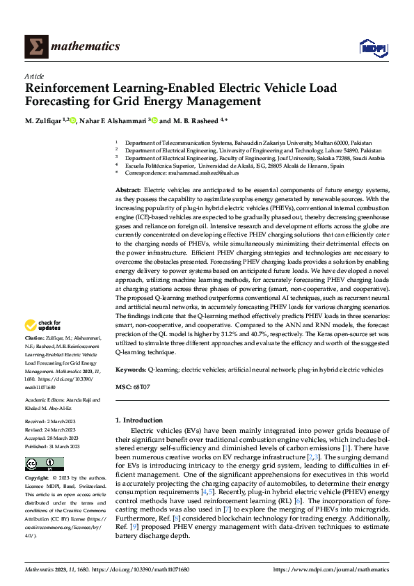 (PDF) Reinforcement Learning-Enabled Electric Vehicle Load Forecasting for Grid Energy Management