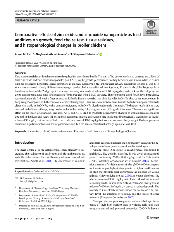 (PDF) Comparative effects of zinc oxide and zinc oxide nanoparticle as feed additives on growth ...