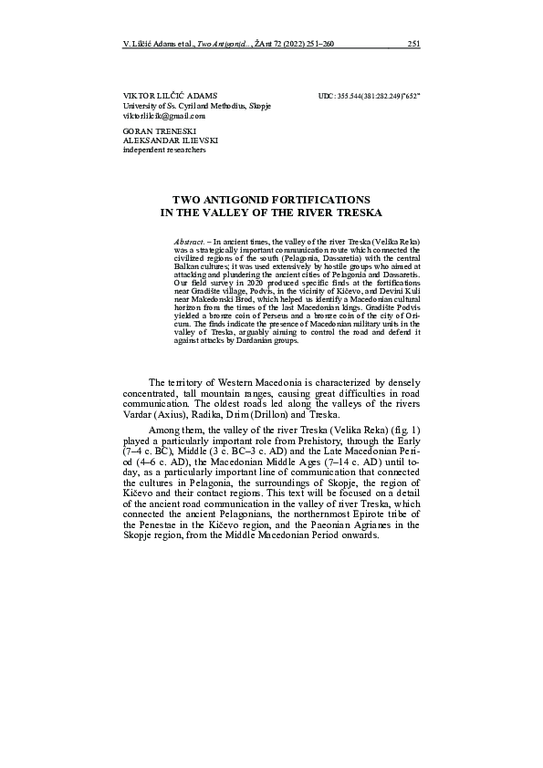 (PDF) Two Antigonid Fortifications in the Valley of the River Treska
