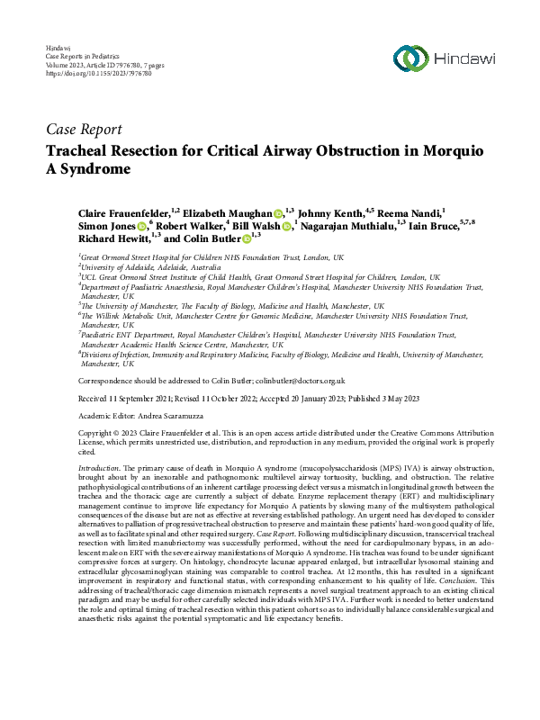 (PDF) Tracheal Resection for Critical Airway Obstruction in Morquio A ...