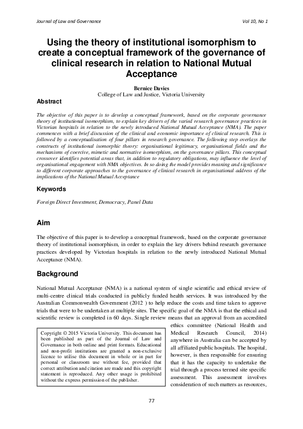 (PDF) Using the theory of institutional isomorphism to create a ...