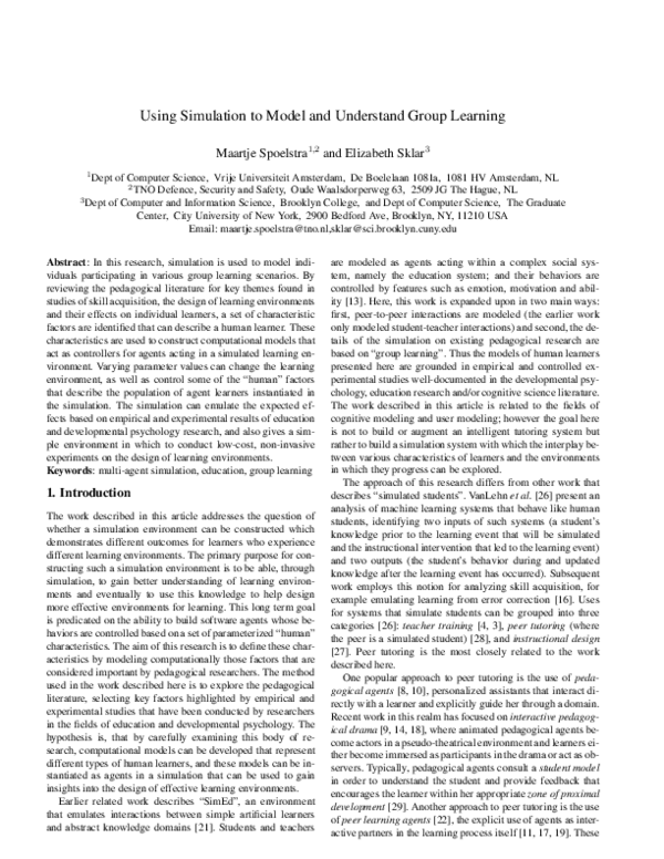 (PDF) Using simulation to model and understand group learning