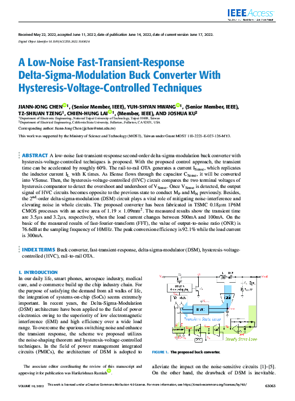 (PDF) A Low-Noise Fast-Transient-Response Delta-Sigma-Modulation Buck Converter With Hysteresis ...