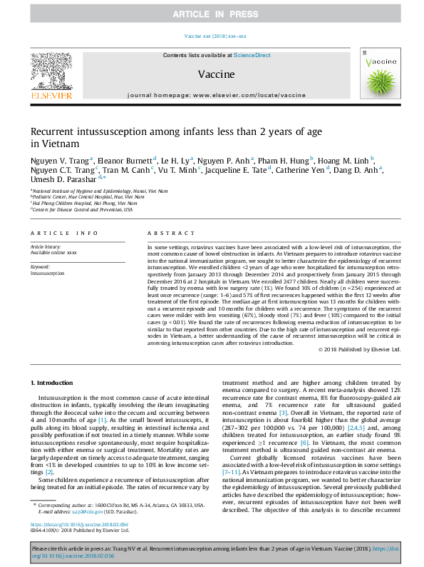 (PDF) Recurrent intussusception among infants less than 2 years of age ...