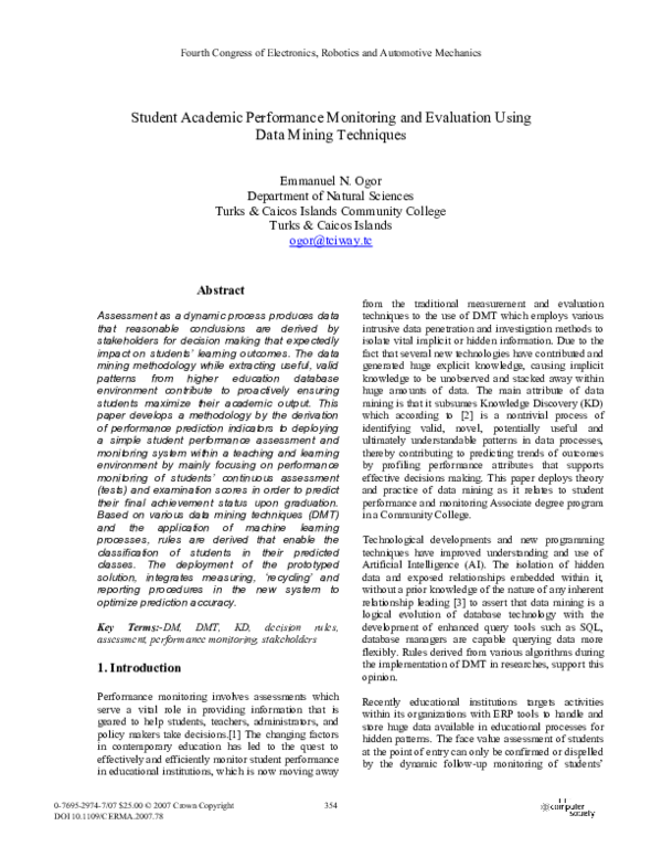 (PDF) Student Academic Performance Monitoring and Evaluation Using Data ...