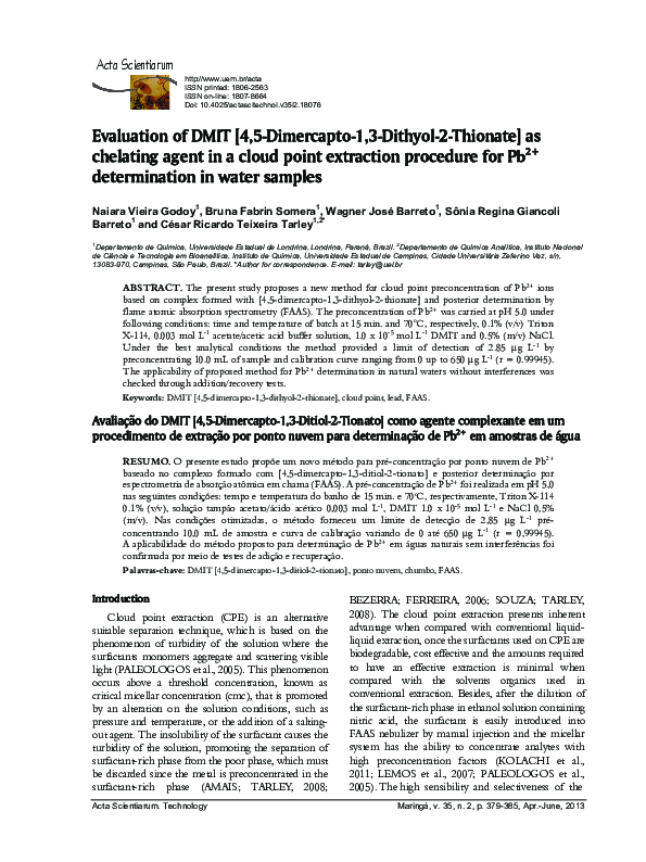 (PDF) Evaluation of DMIT [4,5-Dimercapto-1,3-Dithyol-2-Thionate] as ...
