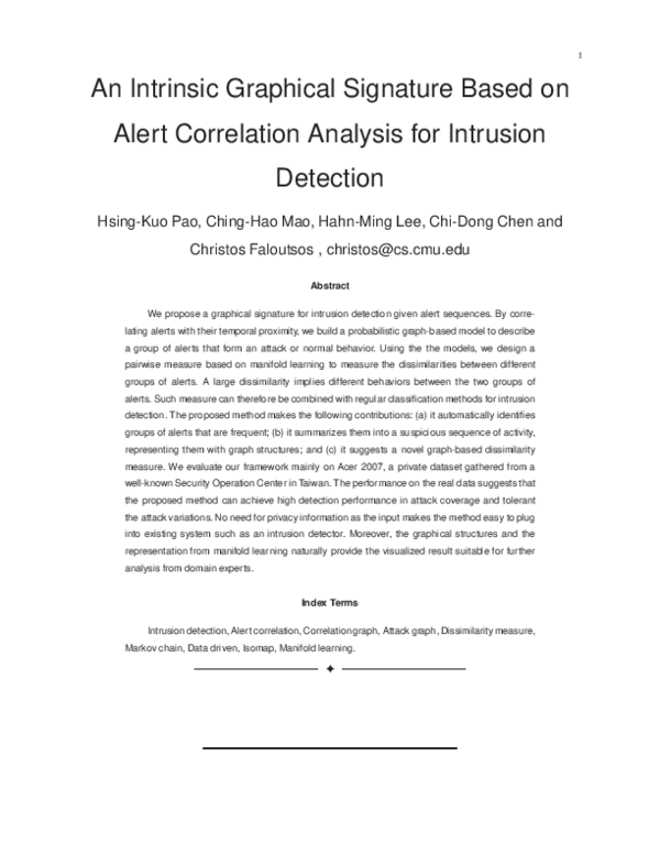Pdf An Intrinsic Graphical Signature Based On Alert Correlation