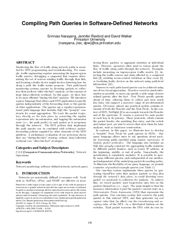 (PDF) Compiling path queries in software-defined networks