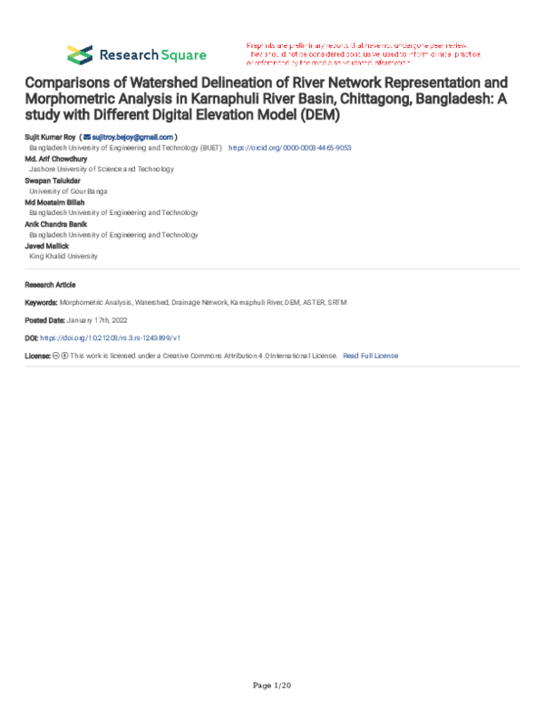 (PDF) Comparisons of Watershed Delineation of River Network ...