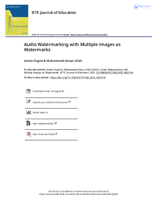 (PDF) Audio Watermarking with Multiple Images as Watermarks