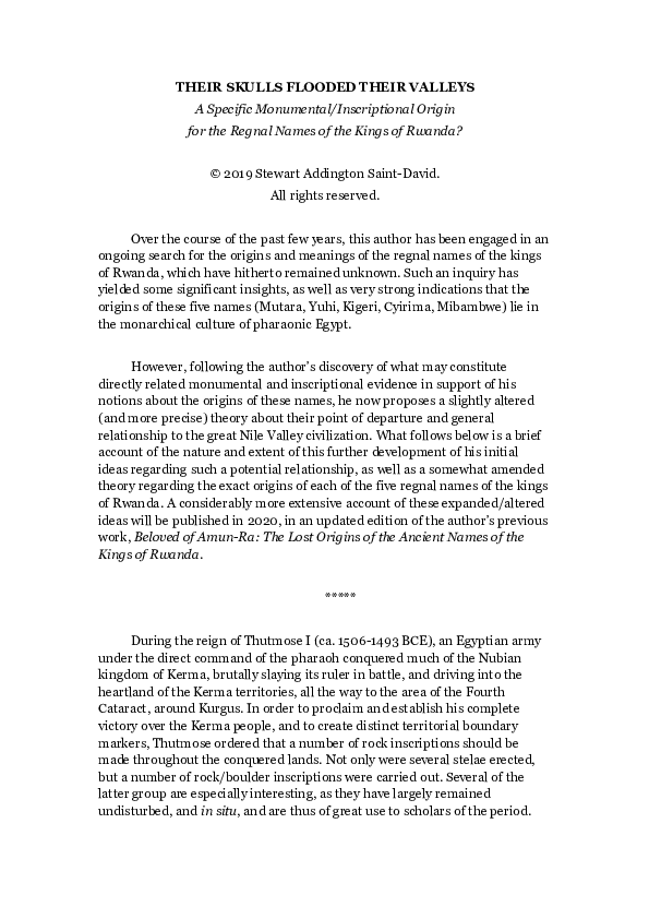 (PDF) ADDENDUM: Their Skulls Flooded Their Valleys: A Specific ...