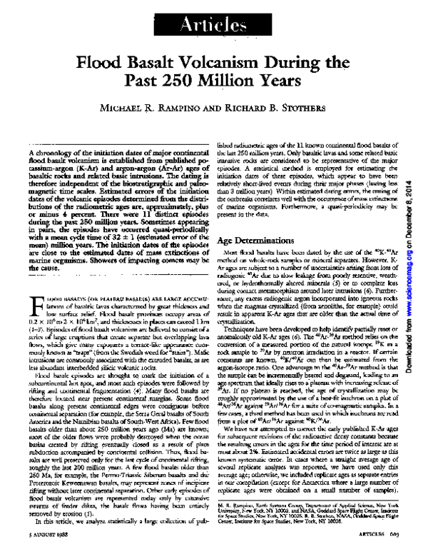 (PDF) Flood Basalt Volcanism During the Past 250 Million Years