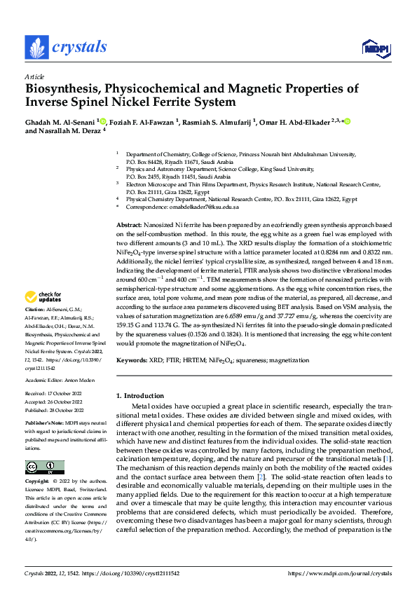 (PDF) Biosynthesis, Physicochemical and Magnetic Properties of Inverse ...