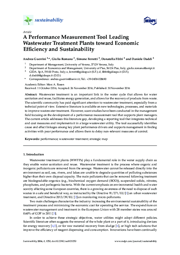 (PDF) A Performance Measurement Tool Leading Wastewater Treatment ...