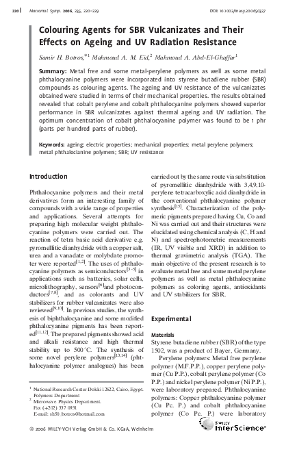 (PDF) Colouring Agents for SBR Vulcanizates and Their Effects on Ageing ...