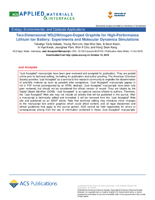 (PDF) Two-Dimensional WS2@Nitrogen-Doped Graphite for High-Performance ...