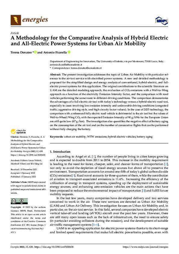 (PDF) A Methodology for the Comparative Analysis of Hybrid Electric and All-Electric Power ...